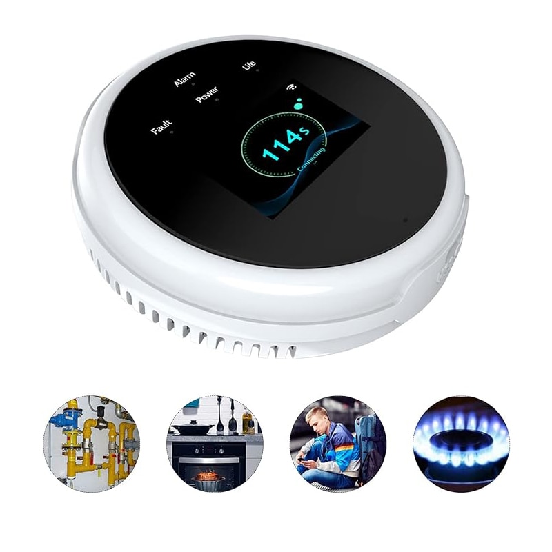 Detector inteligent de scurgeri de gaze naturale, Afisaj LCD, Alb - eMAG.ro