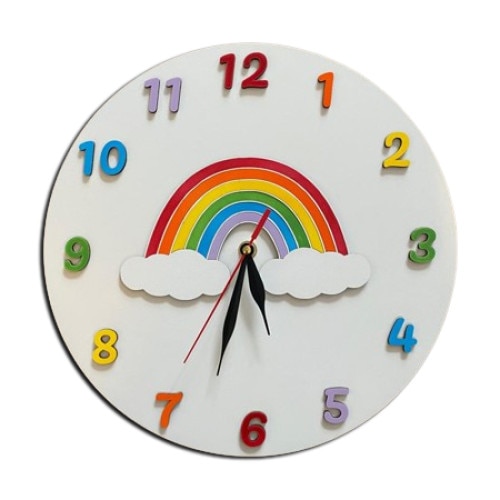 Ceas de perete decorativ, lemn colorat, 30 cm, ArtemisGift - eMAG.ro