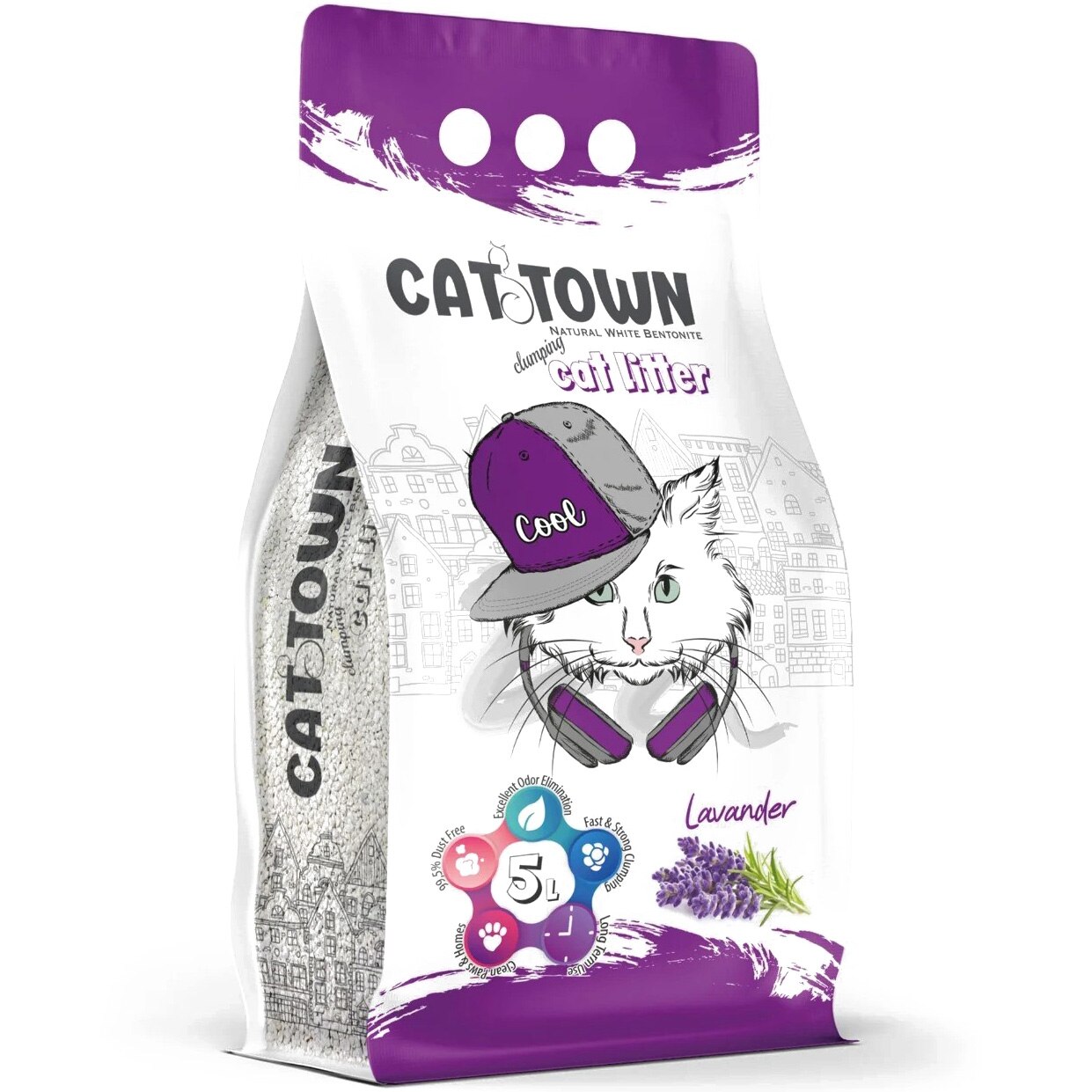 Asternut igienic pentru pisici Cat Town Lavanda, 5L - eMAG.ro
