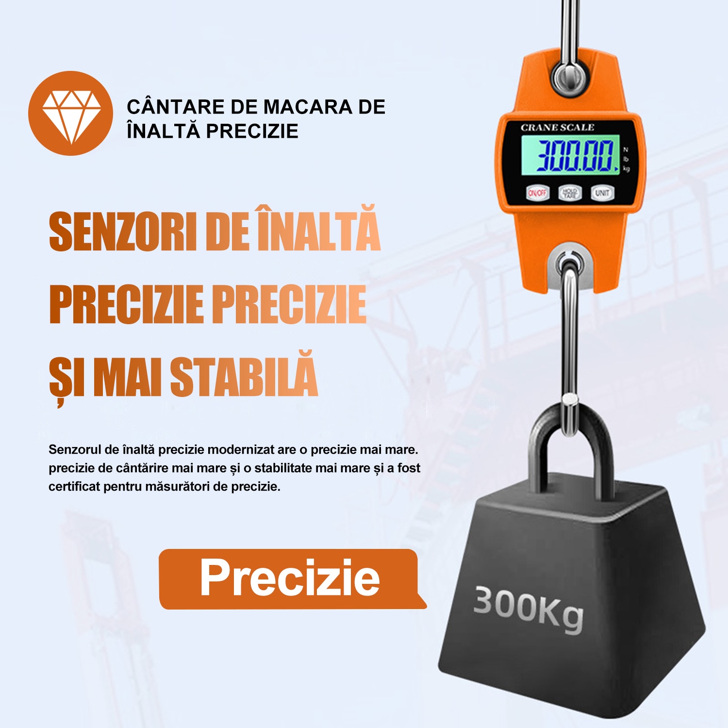 Cantar electronic de Mana, Xinxu, cu carlig, Portabil, Maxim 300 kg ...