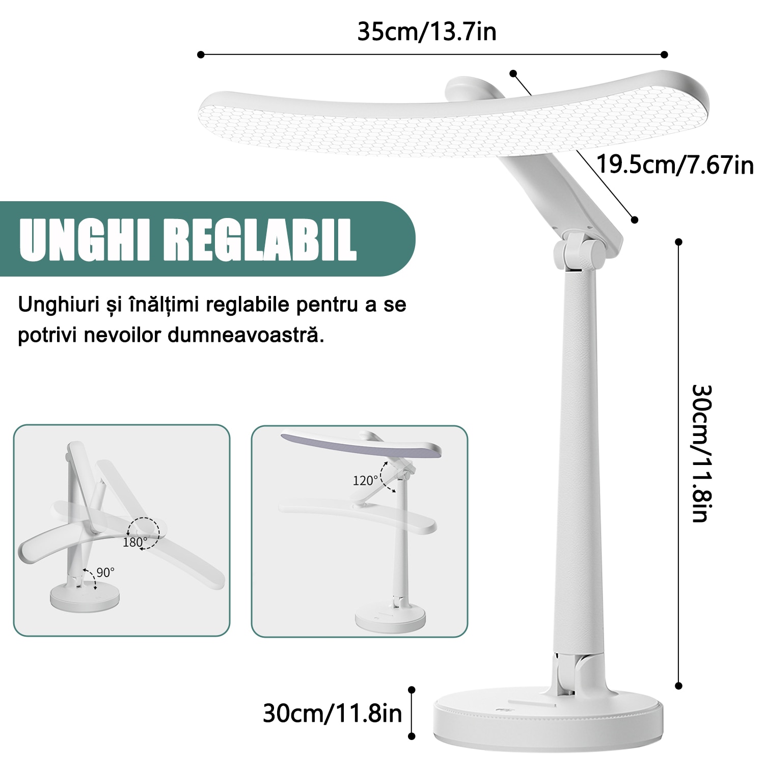 Lampa de birou LED, Xinxu, 12w, 3000k-6000k, 60 Led-uri 1260LM, 3 ...