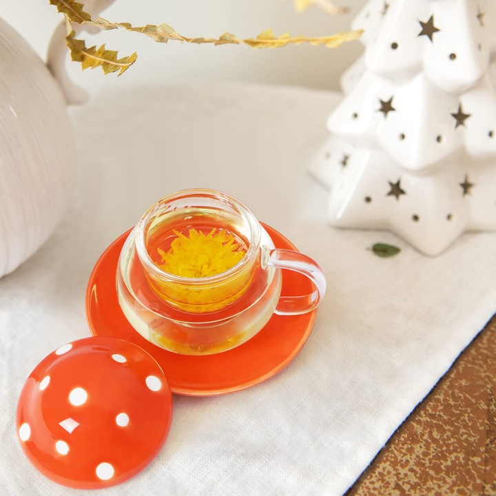 Ceasca de ceai, WALALLA, Sticla, 300 ml, Rosu - eMAG.ro