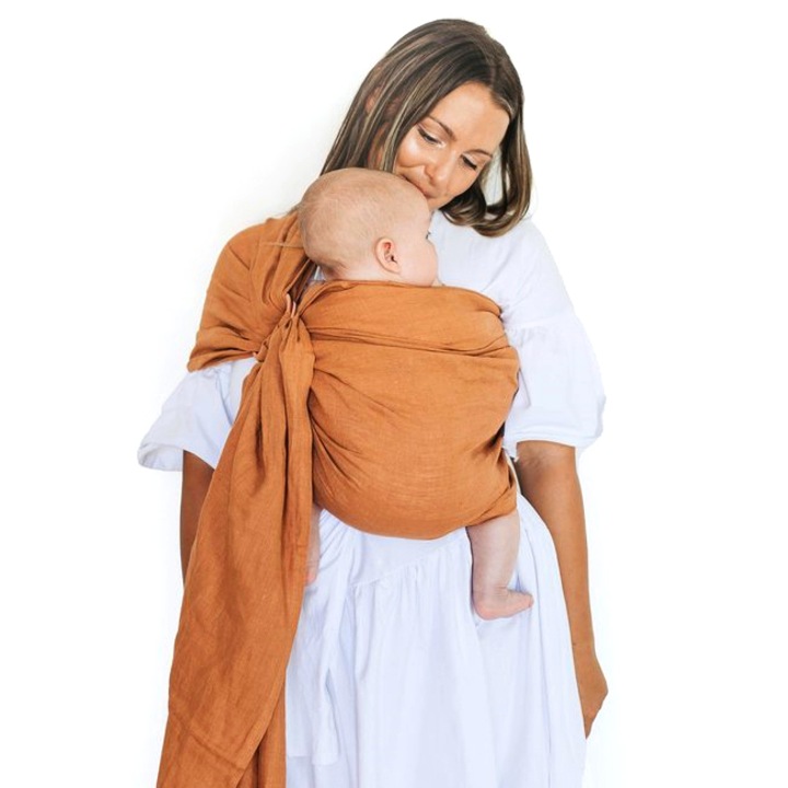 Слинг, Vika Baby, С Халки, Лен, Цвят Тиква, 70х220см - eMAG.bg
