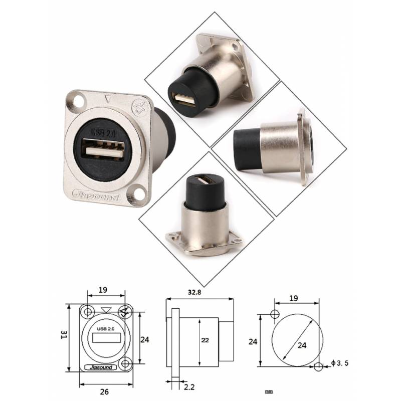 Conector USB 2.0 mama, metalic, de panou - eMAG.ro