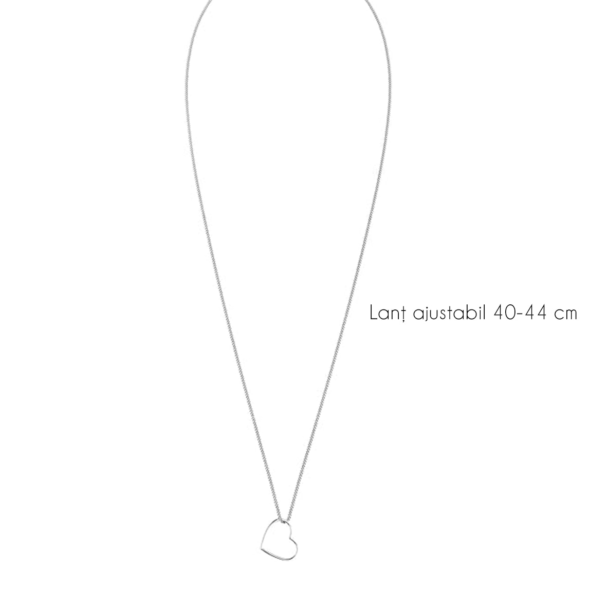 Colier Argint 925, JOYSTOS, Lant reglabil 40-44 cm, Pandant Inima ...