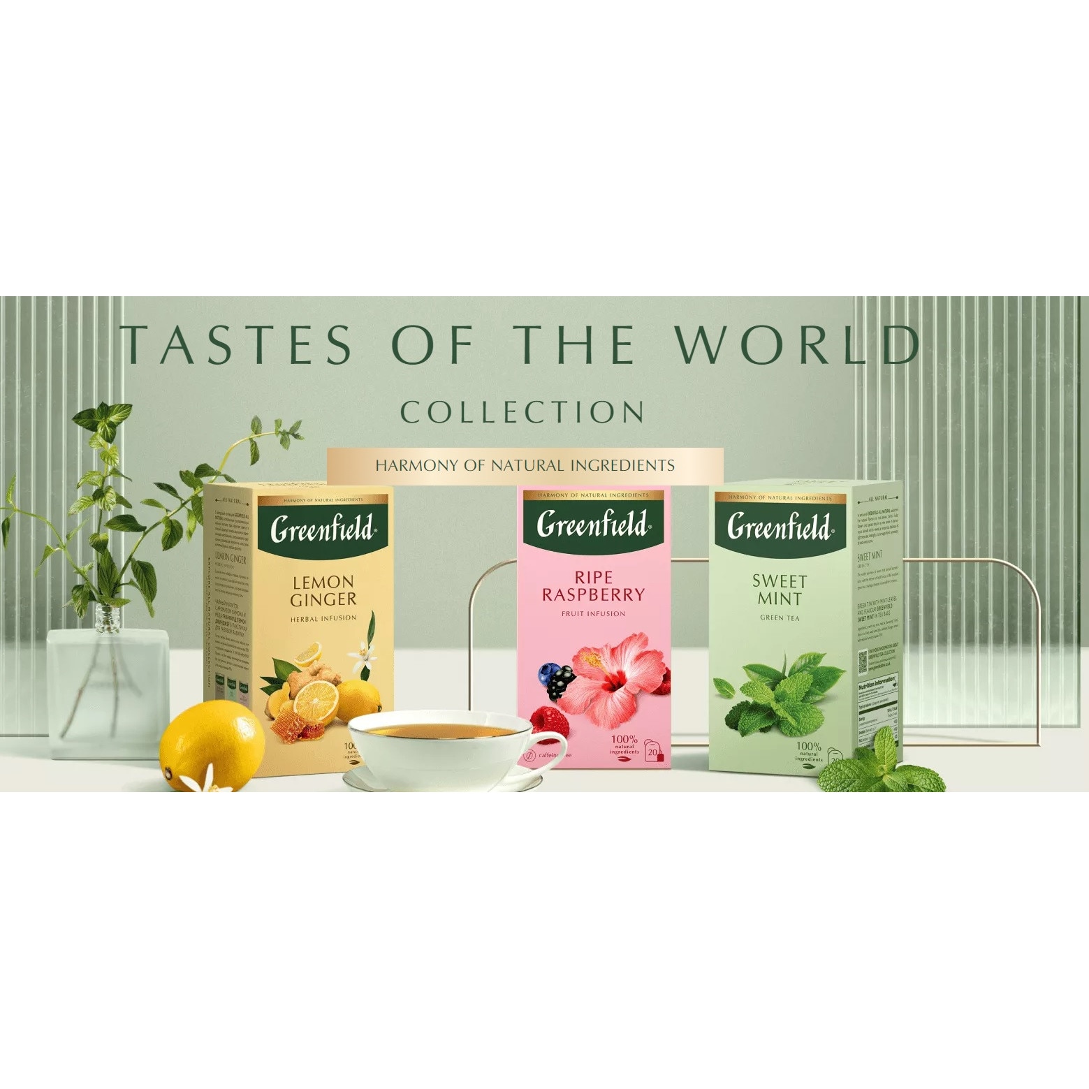 Ceai de plante Greenfield Lemon Ginger, 20 pliculete x 1.5 g, cu aroma ...