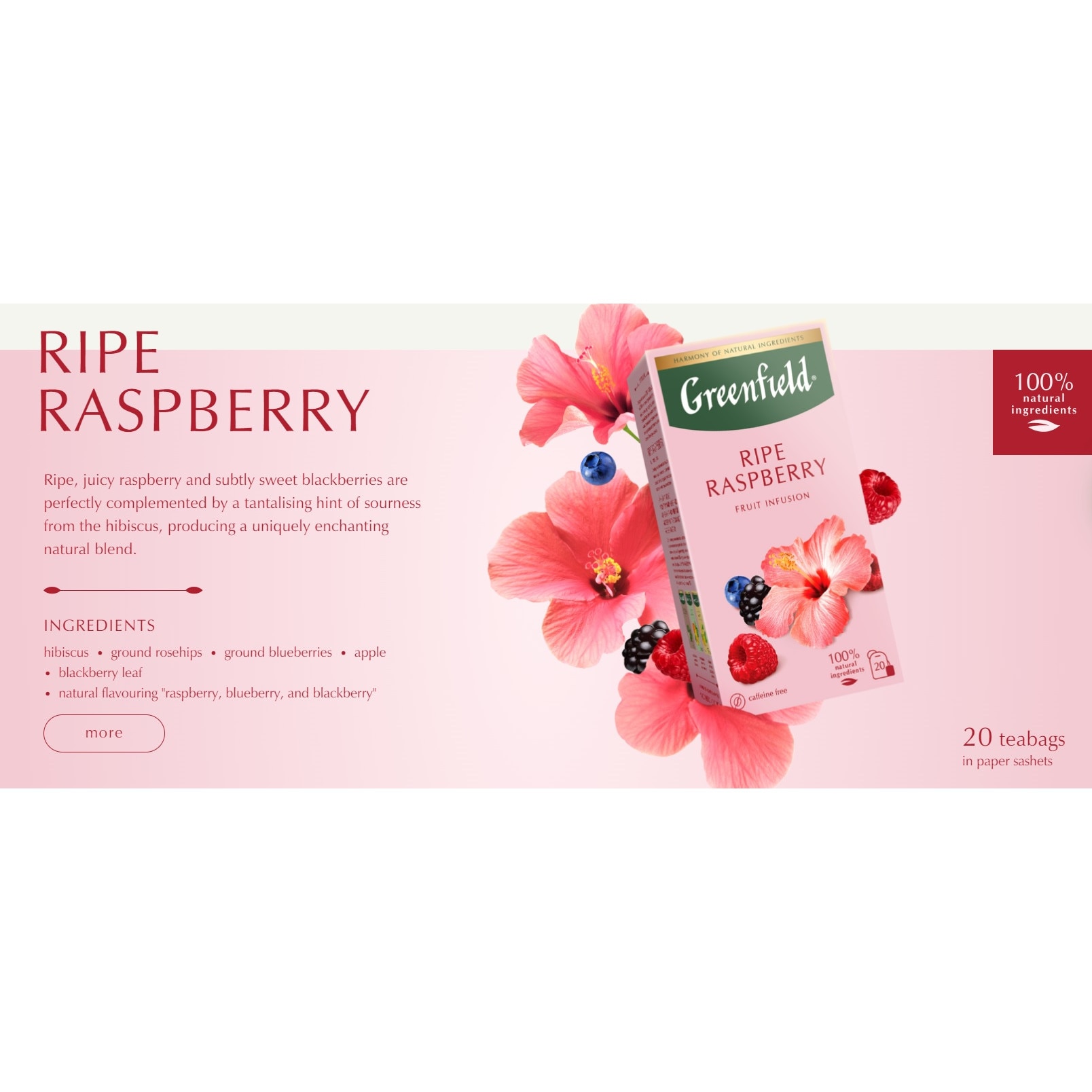 Ceai de plante Greenfield Ripe Rasberry, 20 pliculete x 2 g, cu aroma ...