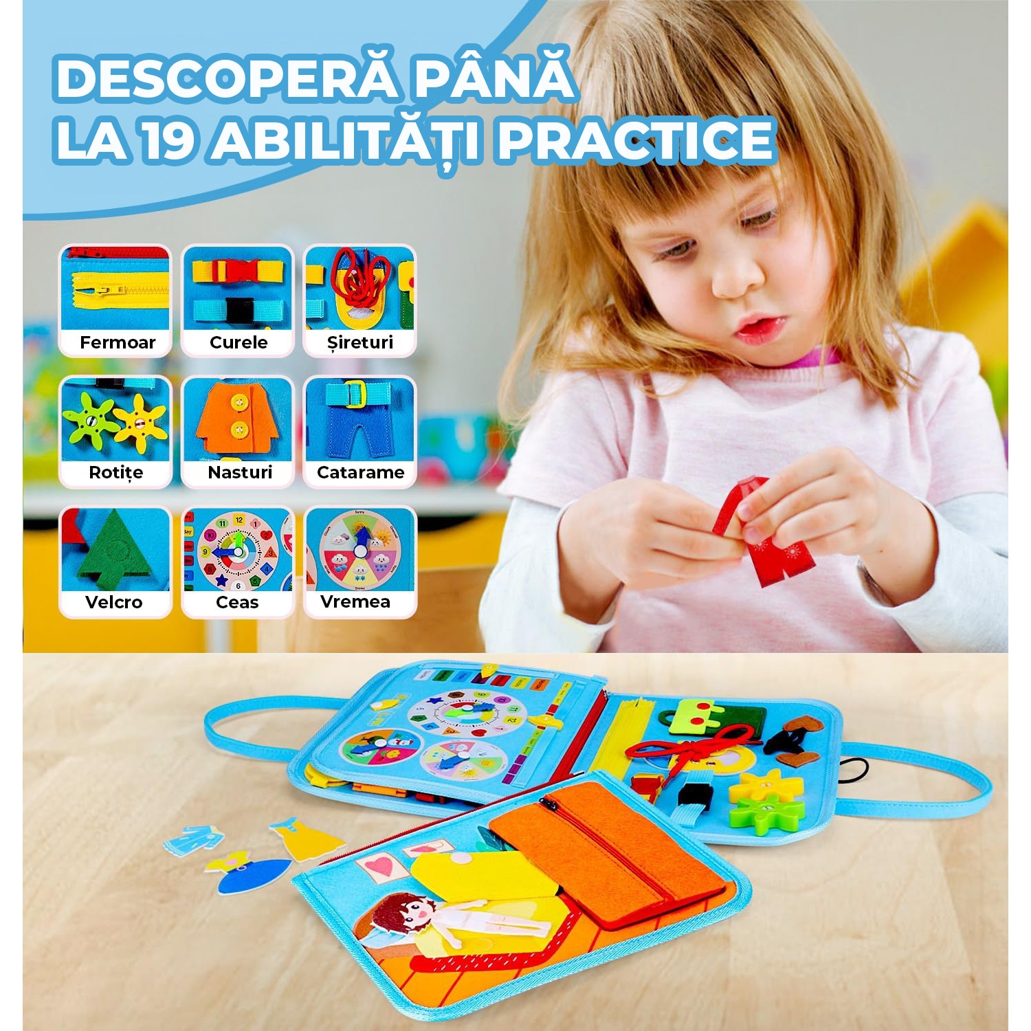 Jucarie interactiva, educationala, senzoriala, Busy Board, Montessori ...