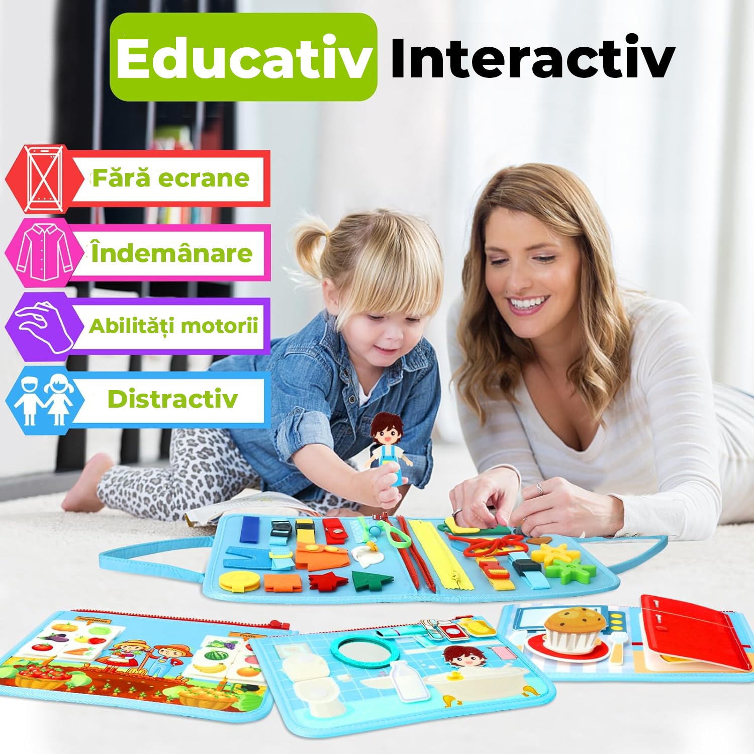 Jucarie interactiva Pitikot®, educationala, senzoriala, Busy Board ...