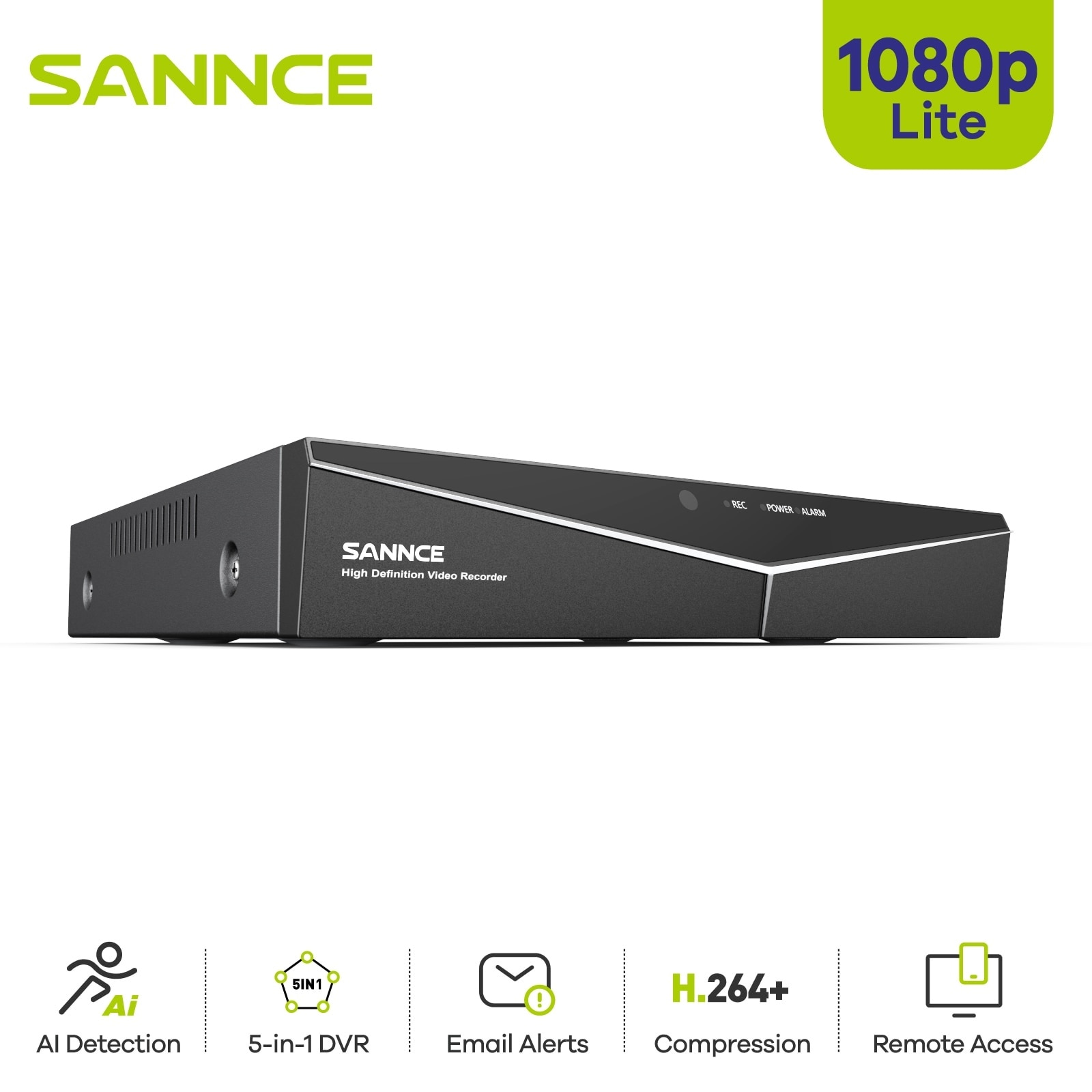 DVR за наблюдение, 5 в 1, SATA интерфейс, 1080p, 16CH, H265+, 1T - eMAG.bg