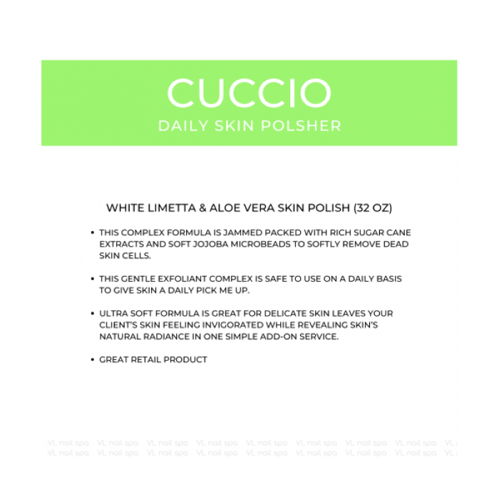 Exfoliant fin Cuccio Daily Skin Polisher, White Limetta & Aloe Vera ...