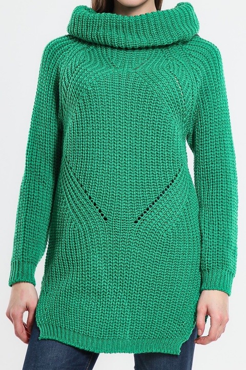 Pulover dama lung verde smarald, M/L - eMAG.ro