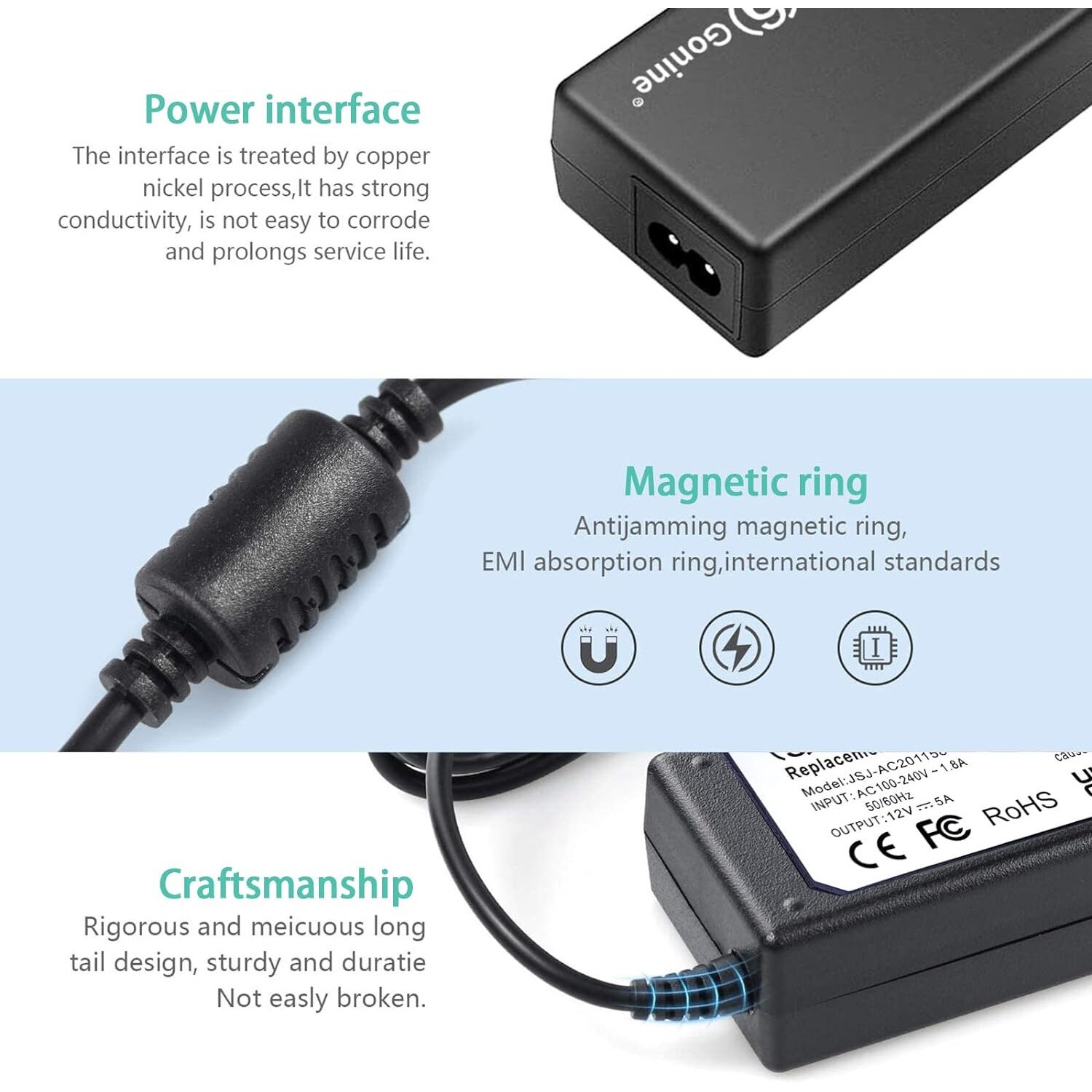 Adaptor de alimentare Gonine 12V 5A 60W Transformator AC 100V-240V la ...