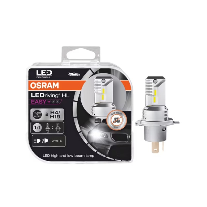 Leduri auto Osram H4 / H19 LEDriving HL EASY, 19 W, 12 V, 6000 K - eMAG.ro