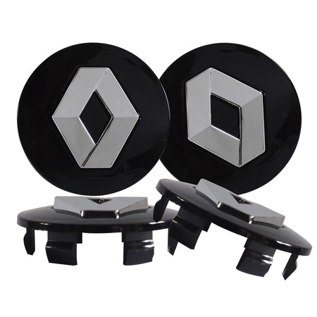 Set 4 capacele roti 59 mm Renault, pentru jante aliaj, Negru/Argint ...