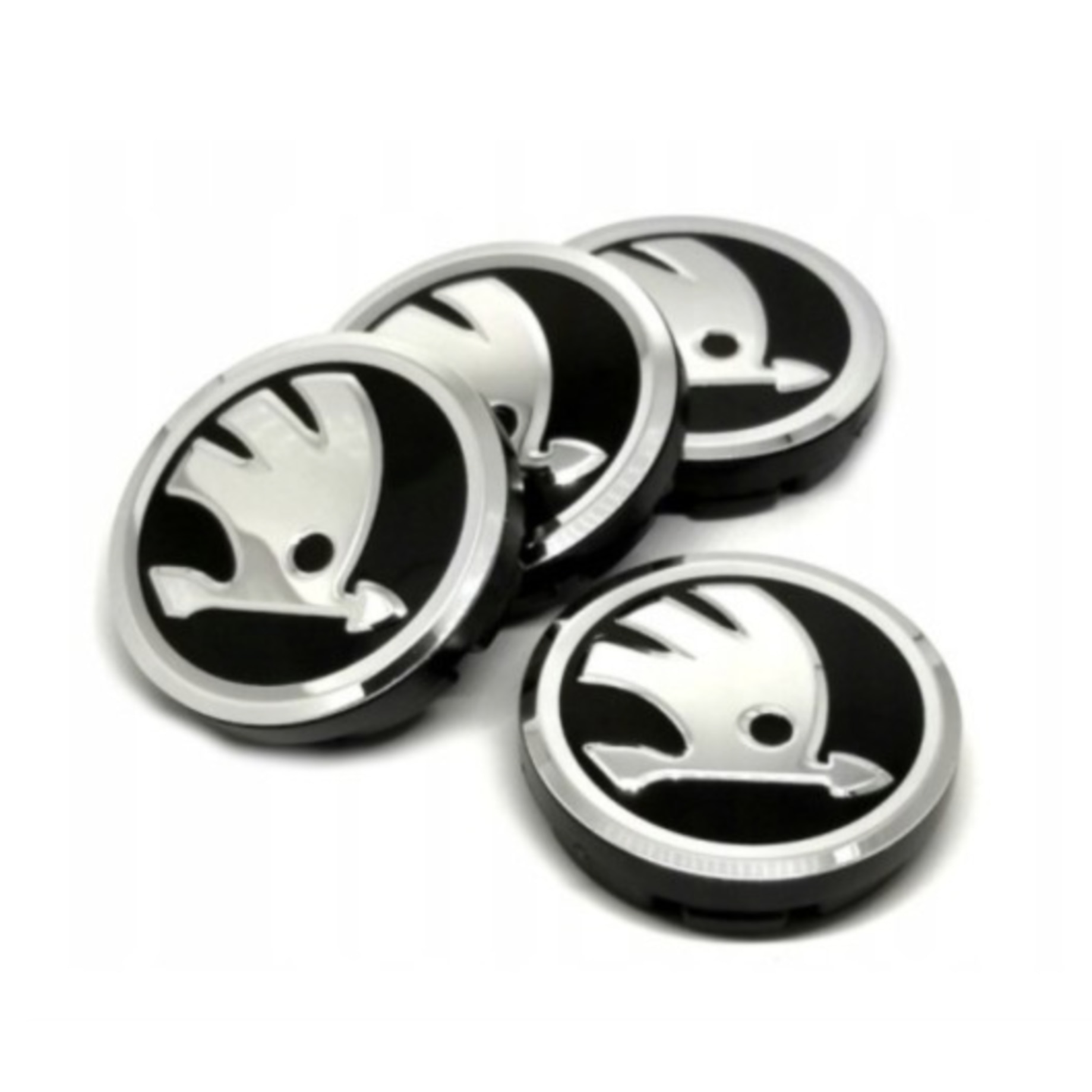 Set 4 capacele roti 56 mm Skoda, pentru jante aliaj, Negru/Argint - eMAG.ro