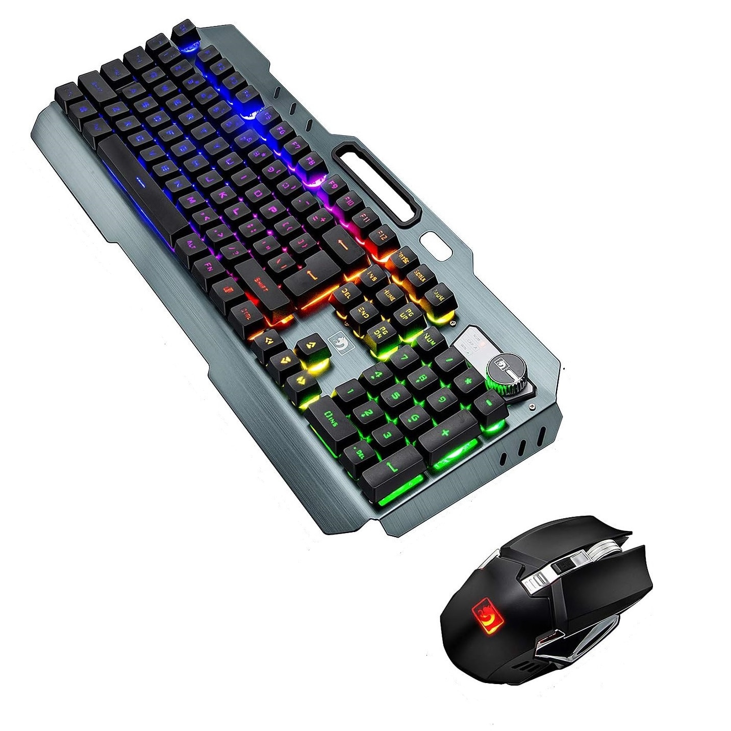Set tastatura si mouse pentru jocuri reincarcabil 2.4G fara fir, 4800 ...