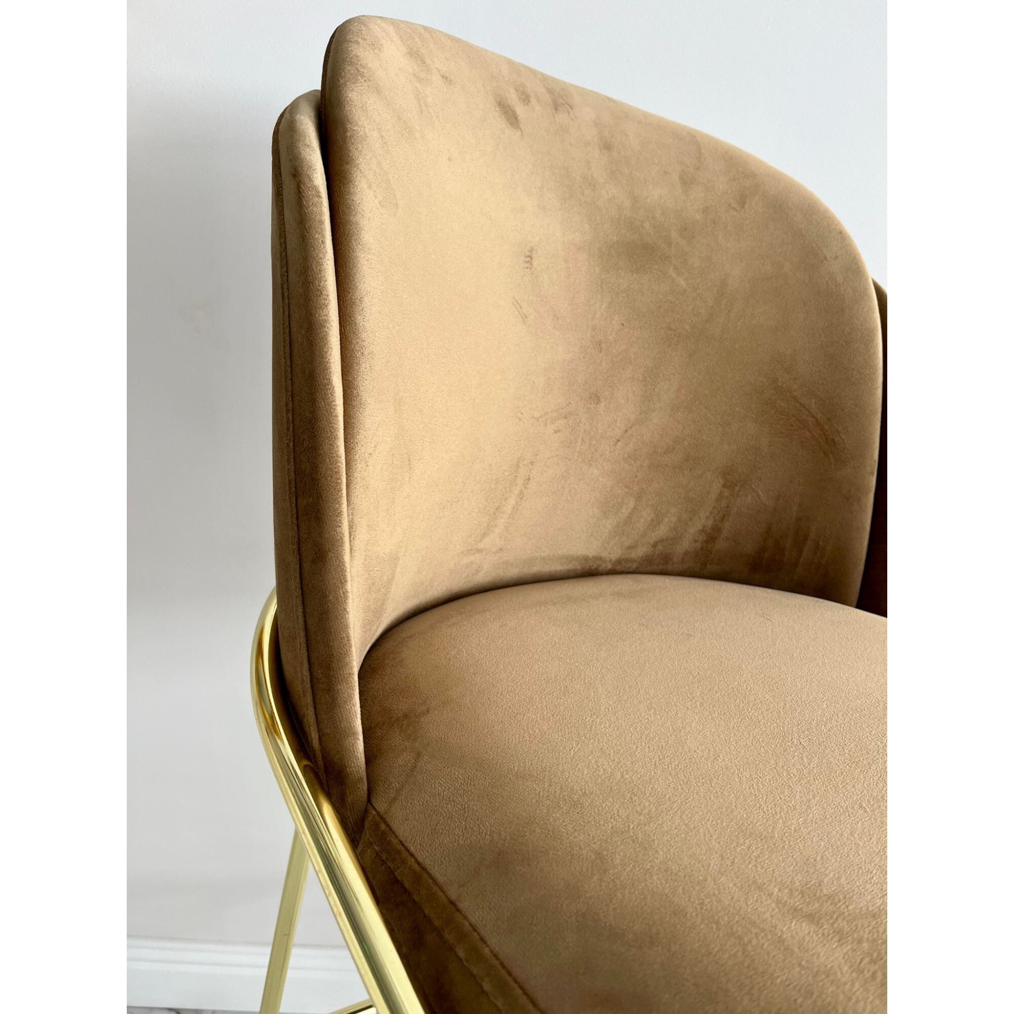 Scaun bar/insula Double Beige, picioare otel inoxidabil aurii lucioase ...