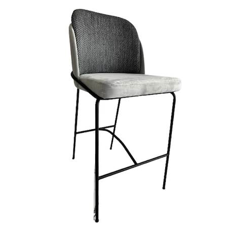 Scaun bar/insula Double Grey, picioare otel inoxidabil negre mate ...