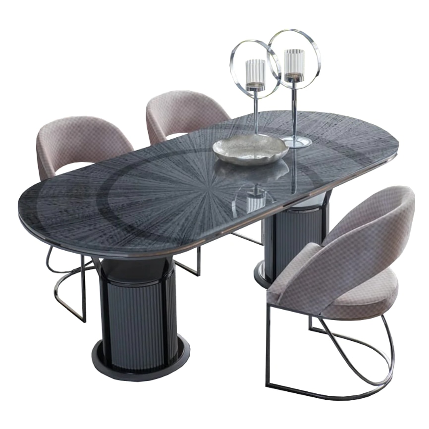 Set 6 buc scaune dining/bucatarie Milano, cadru metal negru cromat ...