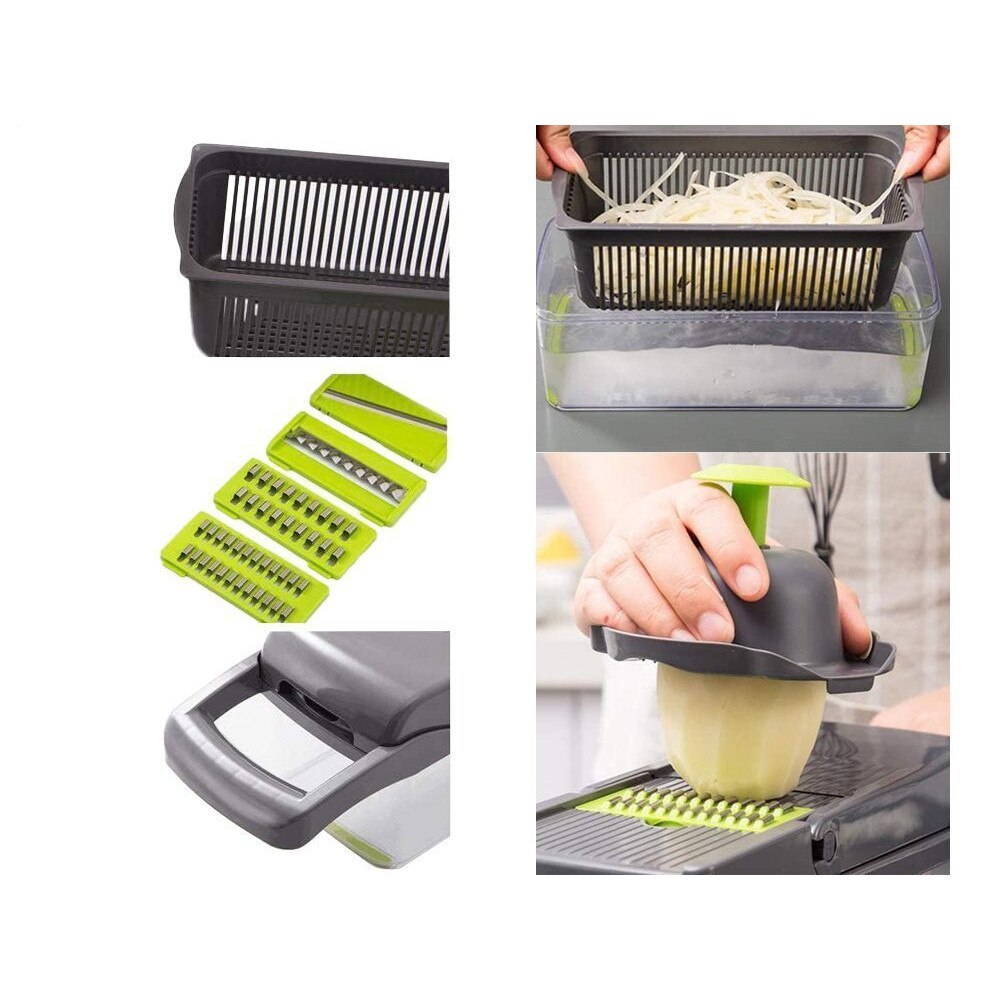 Razatoare Multifunctionala 14 Accesorii, Tocator Legume si Fructe, Lame ...