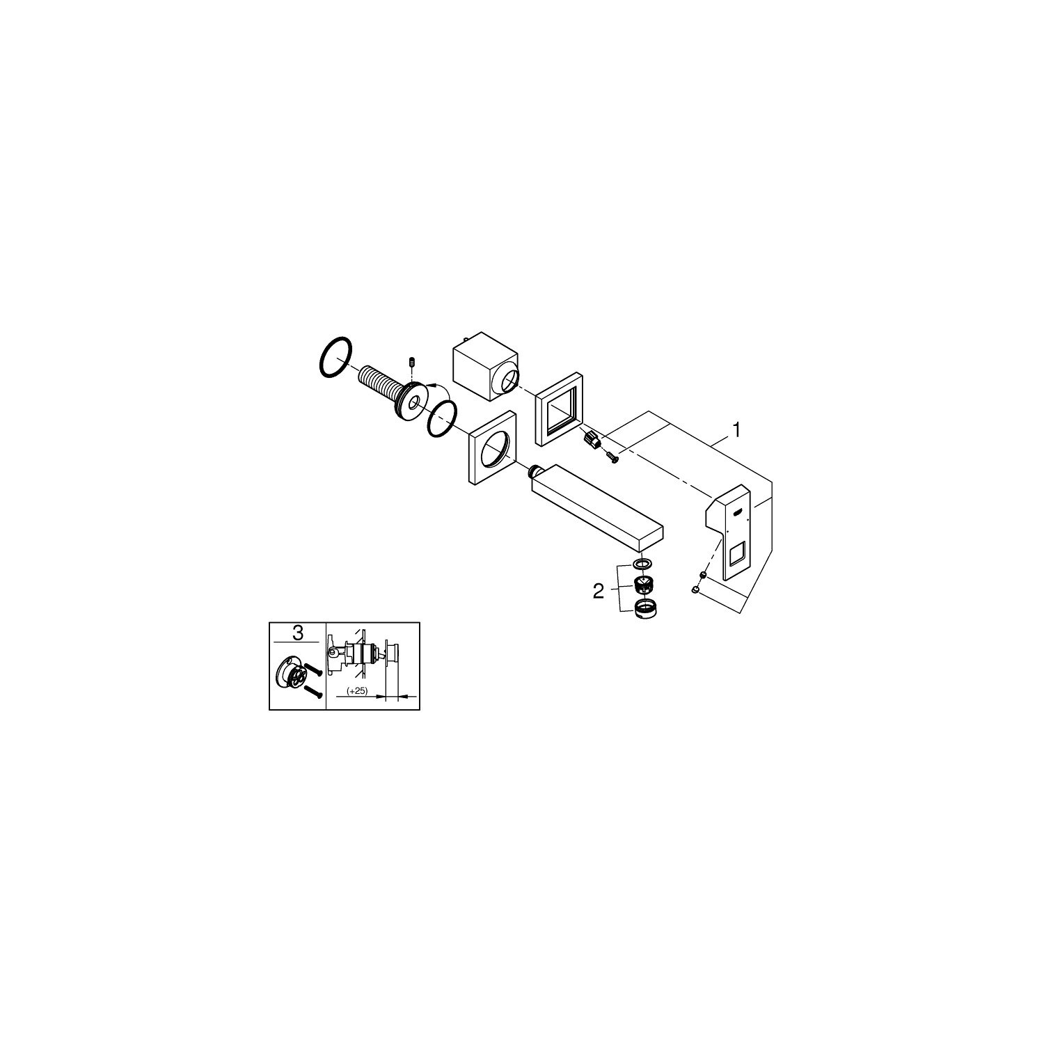 Baterie lavoar Grohe Eurocube 19895AL0, 1/2'', pe perete, M, 171 mm ...
