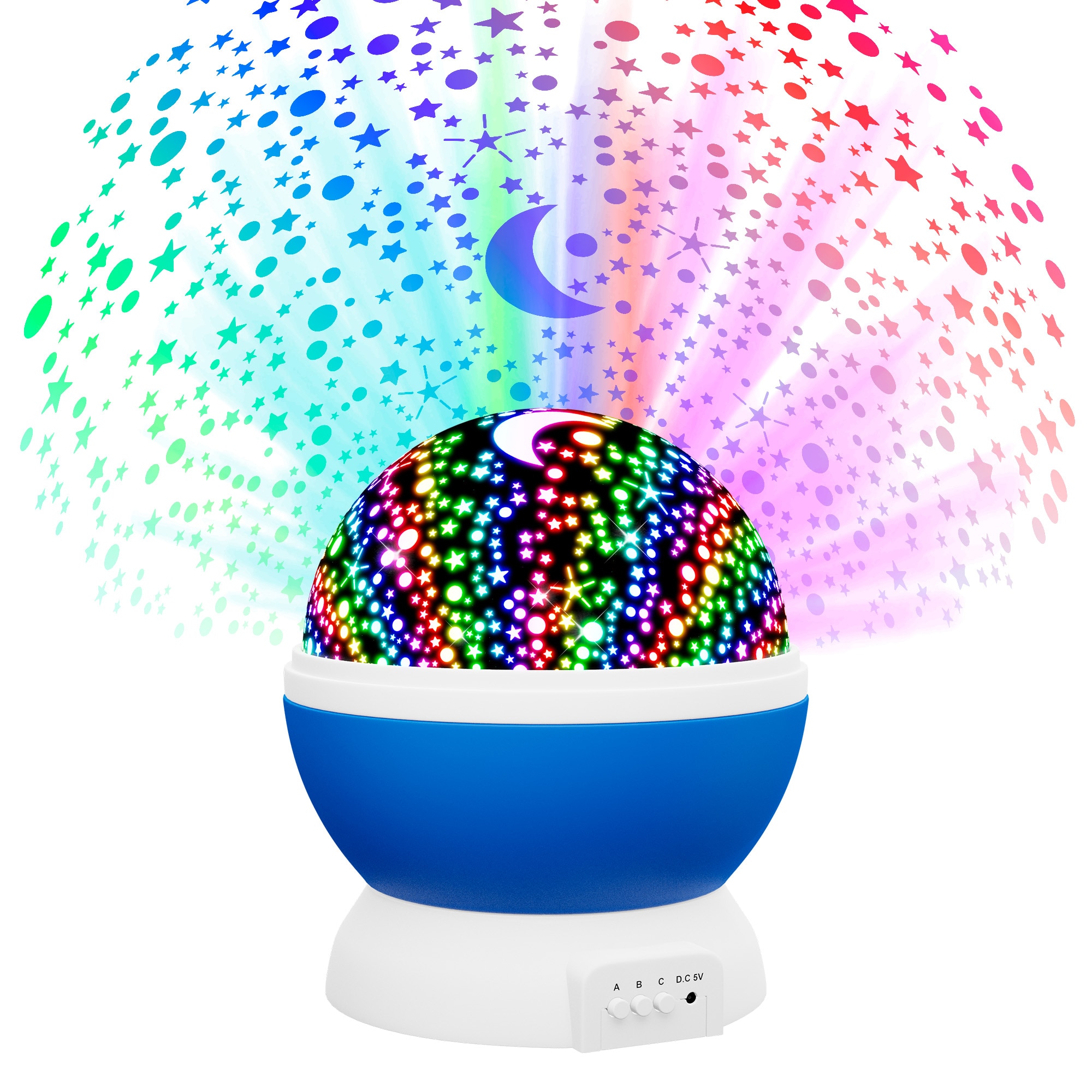 Proiector de stele si luna, Lanterna de veghe pentru copii, rotire 360 ...