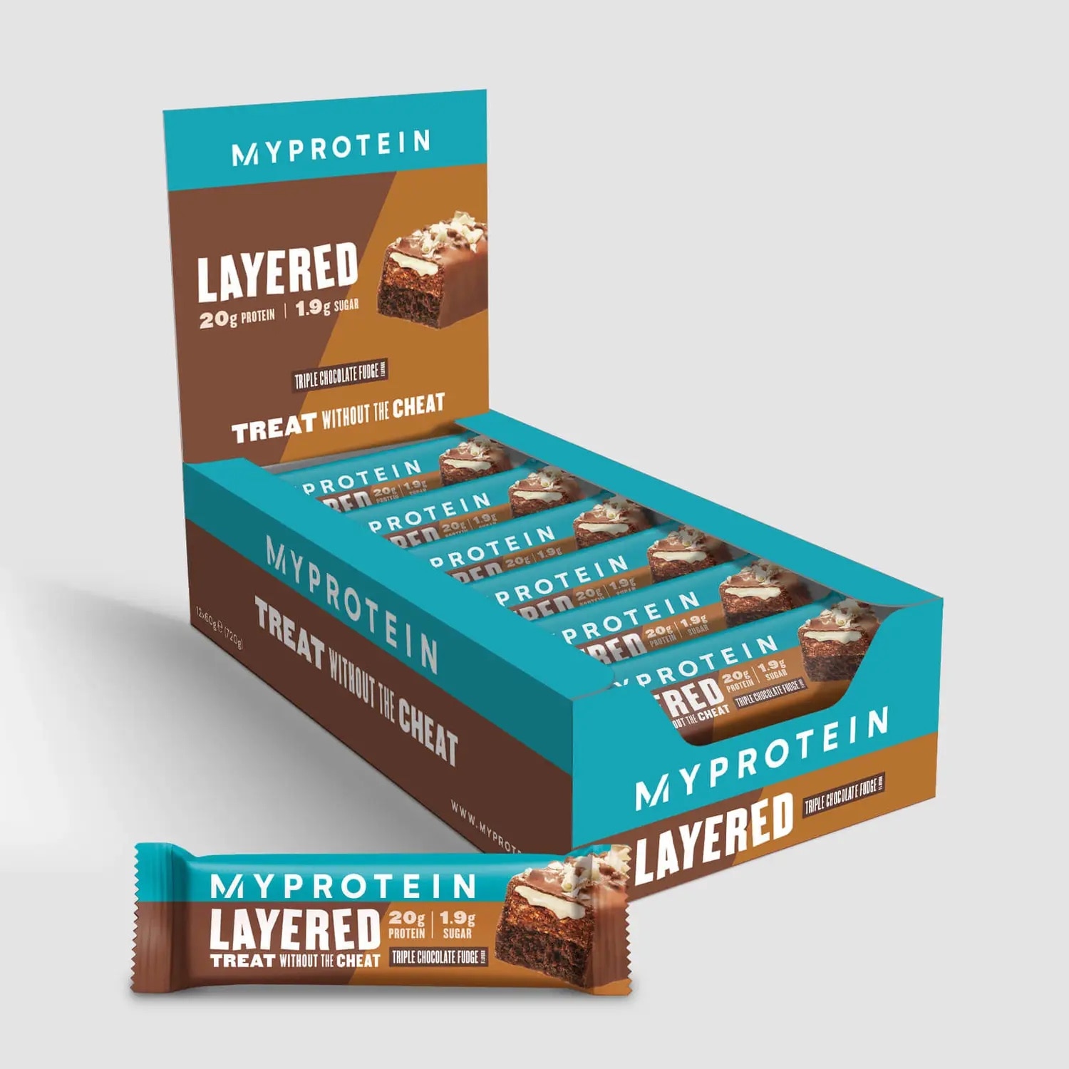 Baton proteic Myprotein Layered Bar -Triple Chocolate Fudge - 12 x 60g ...