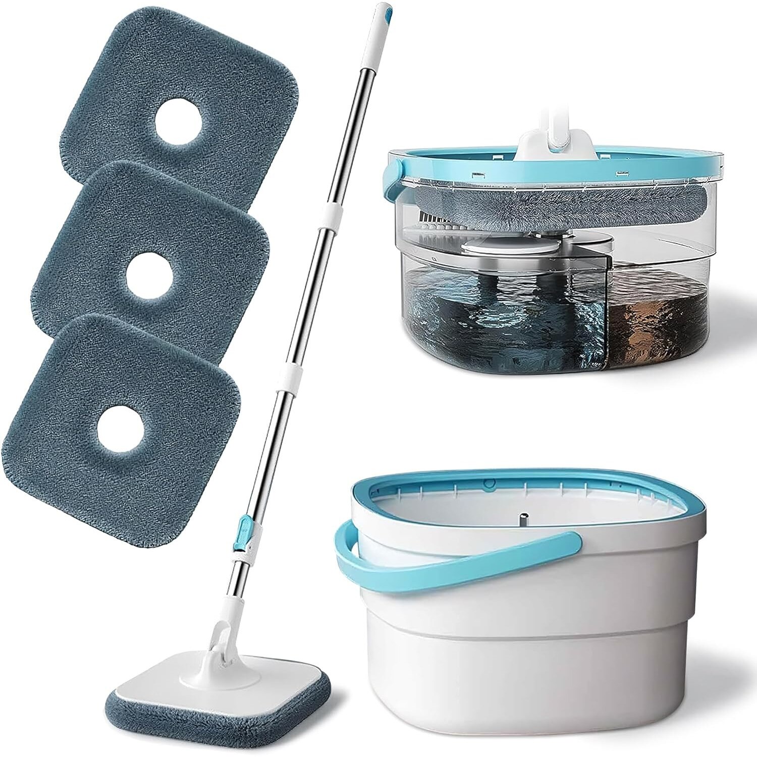 Set din Mop Microfibra si Galeata, Maner din Aluminiu, Cap Mop din ...