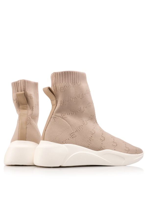 Pantofi casual dama Musette, ZAMORA A167, fara toc, Textil/Piele, bej ...