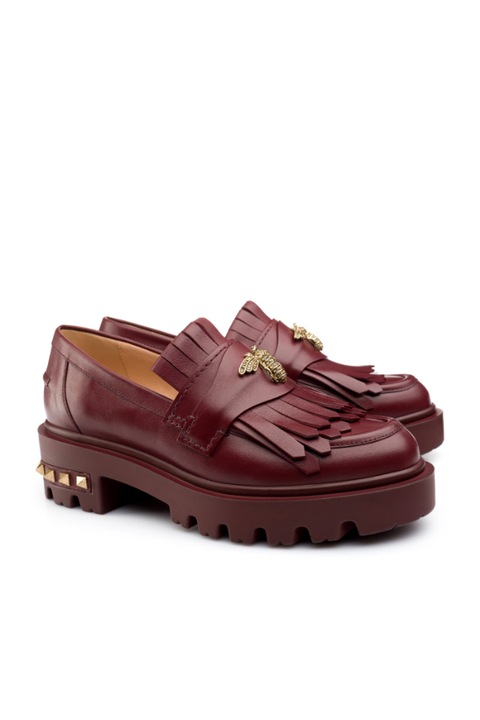 Pantofi Musette, BEE 883, Piele, bordo - eMAG.ro