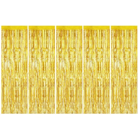 Set 5 perdele cu franjuri, Folie, 1x2 m, Auriu - eMAG.ro