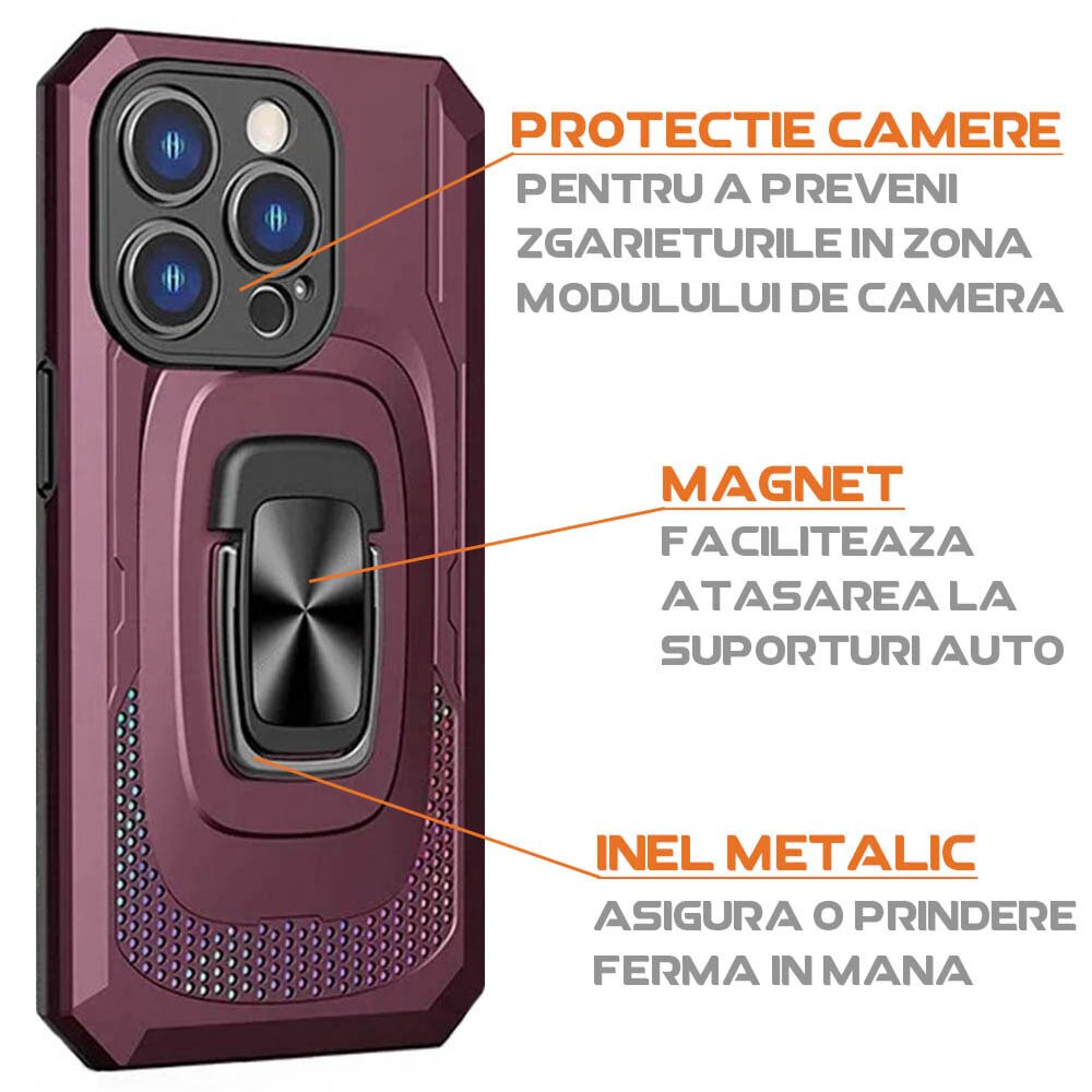 Husa Upgraded Defender Ring comaptibila cu Honor X6, Tactical Hybrid ...