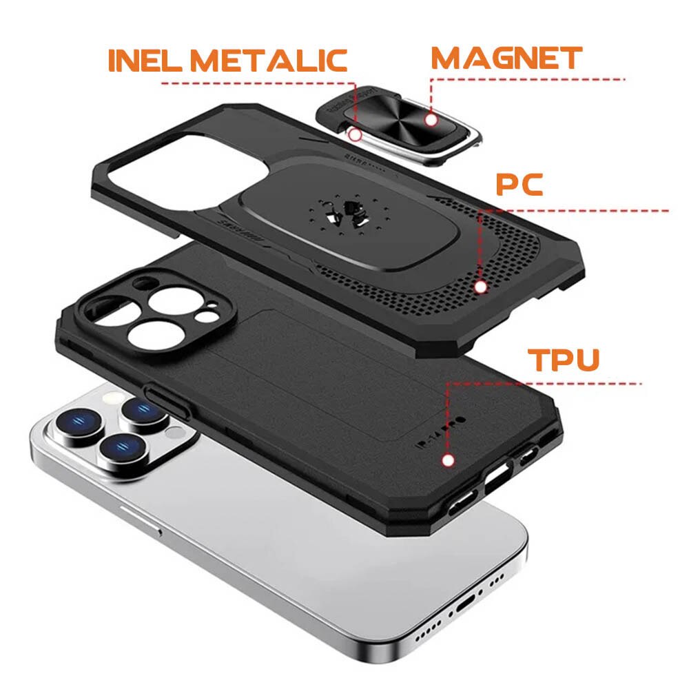 Husa Upgraded Defender Ring comaptibila cu Honor X6, Tactical Hybrid ...