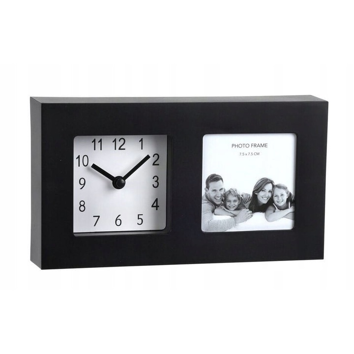 Ceas cu rama foto, Koopman, 20x11cm, Negru - eMAG.ro