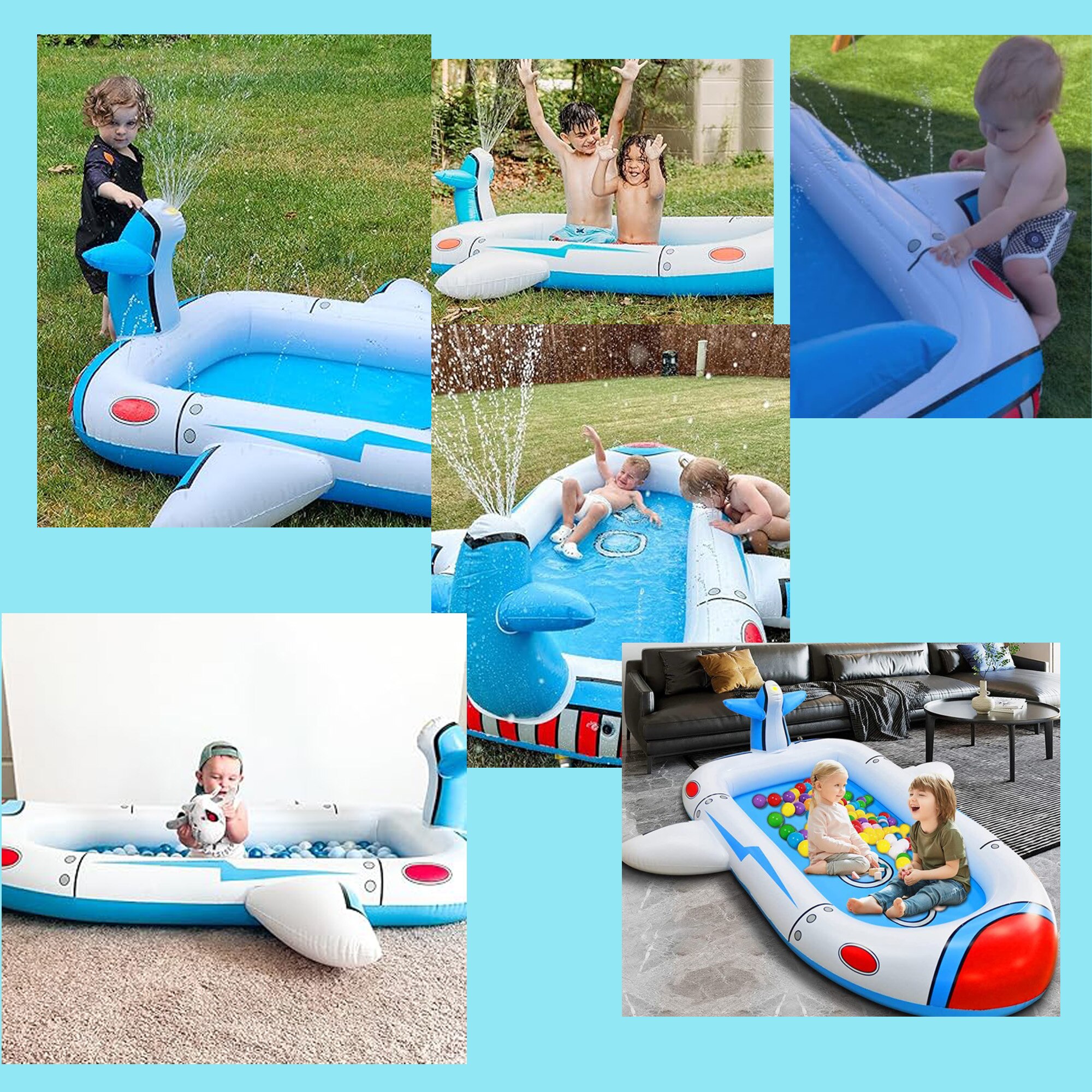 Piscina pentru copii, PVC, Functie stropire, 6ani+, Multicolor - eMAG.ro