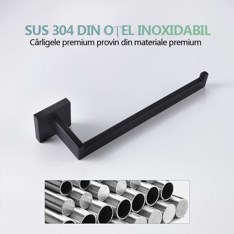 Suport metalic pentru prosoape, Yulinland®, dreptunghiular, montare suruburi, 30 x 7.5 cm ...