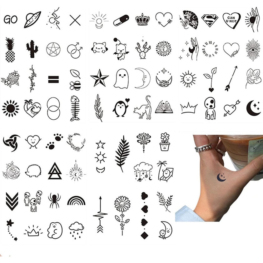 Autocolante pentru tatuaj pe baza de plante, 75 buc, Negru - eMAG.ro