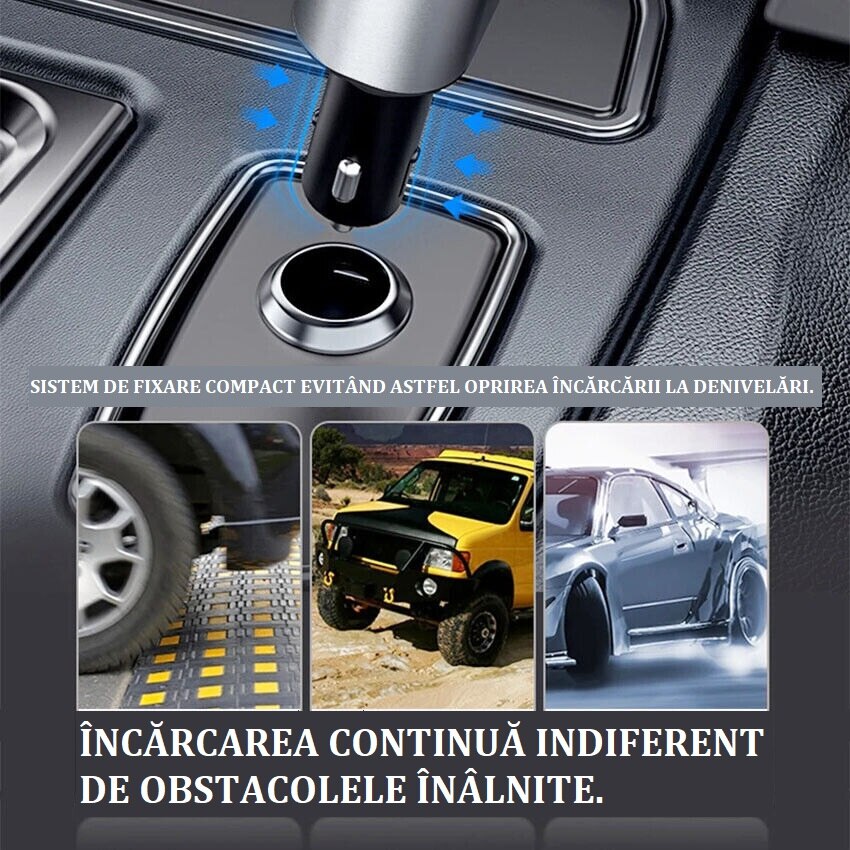 Incarcator Auto Super Fast 120 W, Doua Capete De Incarcare, Slot USb ...