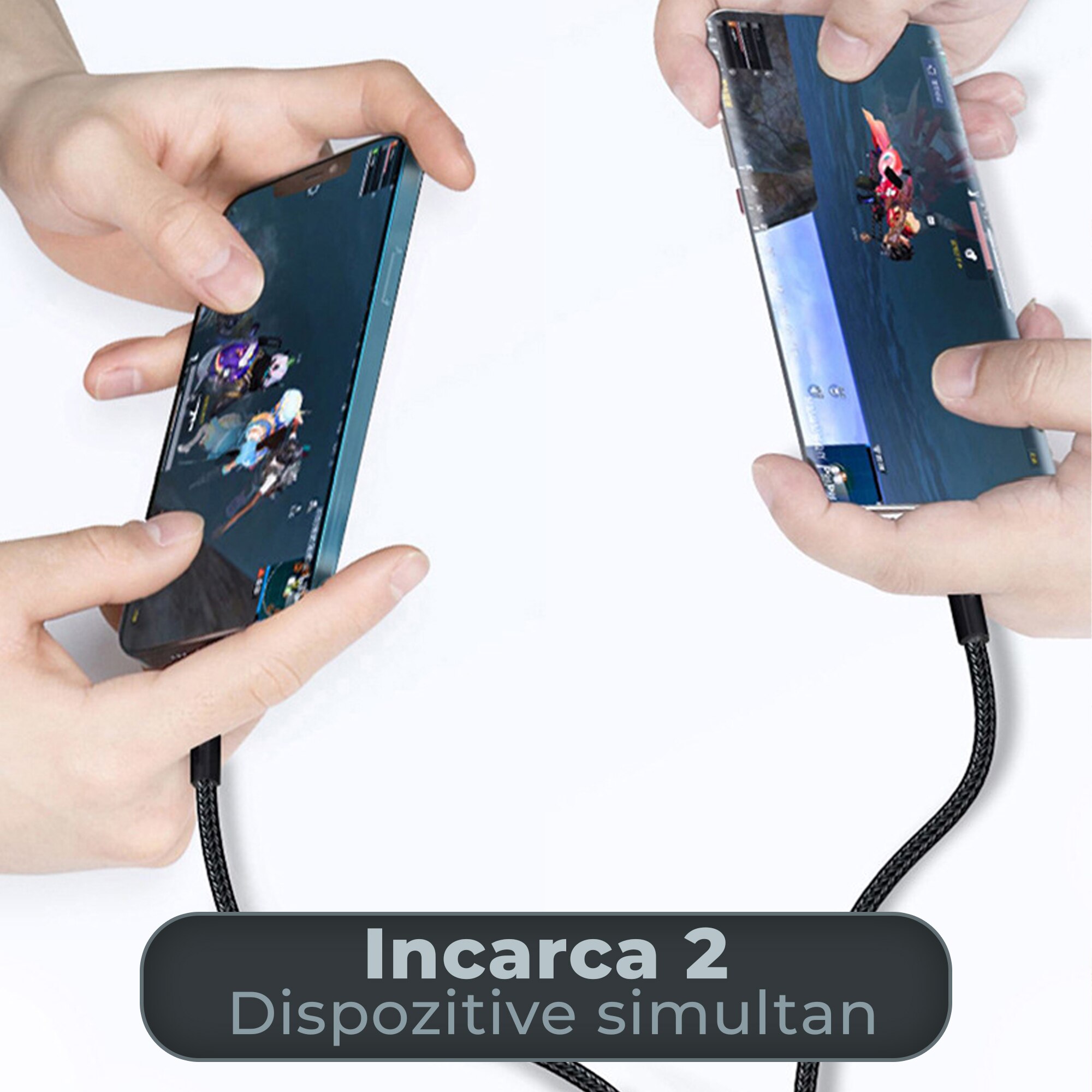 2 в 1 кабел за зареждане и пренос на данни, бързо зареждане 65 W, 1,5 m, USB-C, Type-C ...