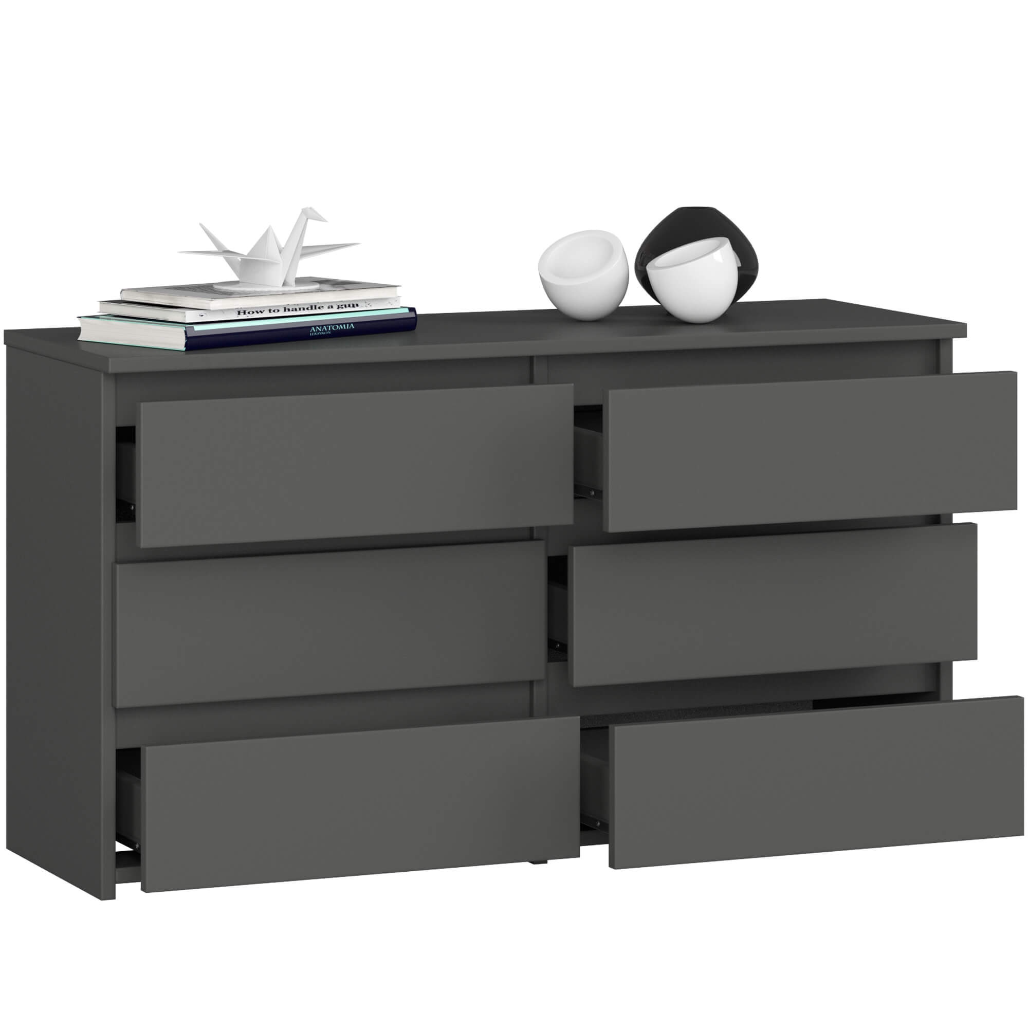 Comoda, Akord Furniture Factory, PAL, 6 sertare, 57x100x35 cm, Gri ...