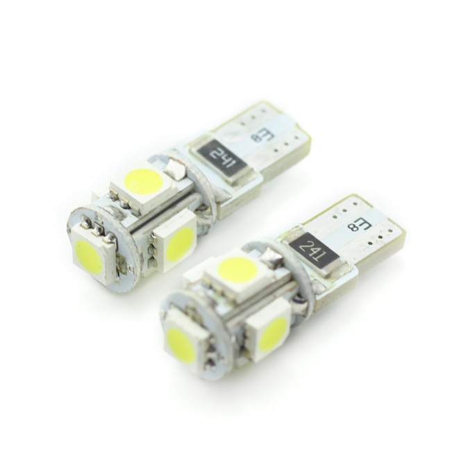 Set 2 becuri LED T10 W5W 12V 3W pentru interior, portbagaj, 90 lumeni ...