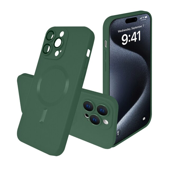 MagSafe Matte Silicone Case, със защита на камерата, съвместим с Apple ...