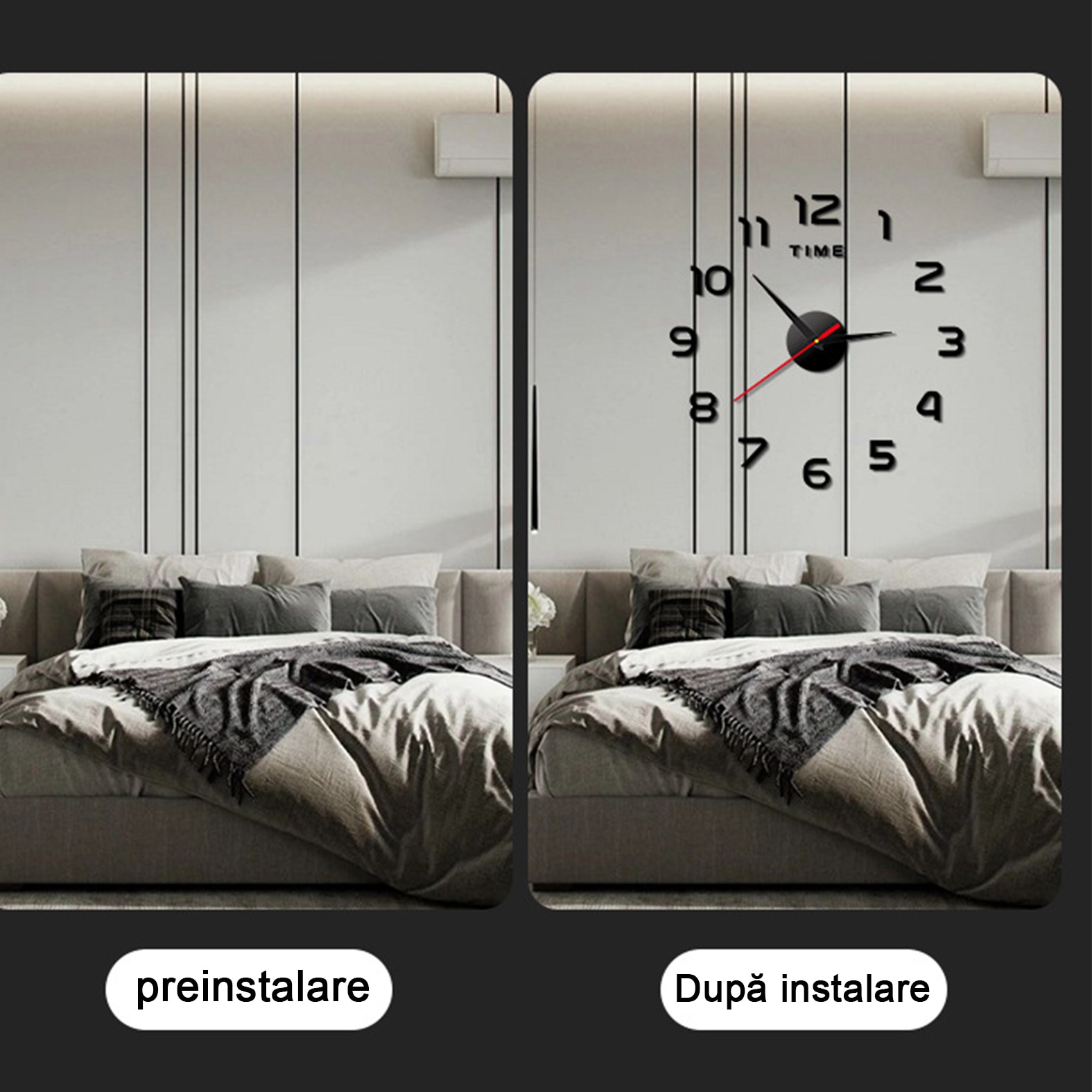 Ceas pentru Perete Decorativ, Fosforescent, Diametru 50 cm, Electronic ...