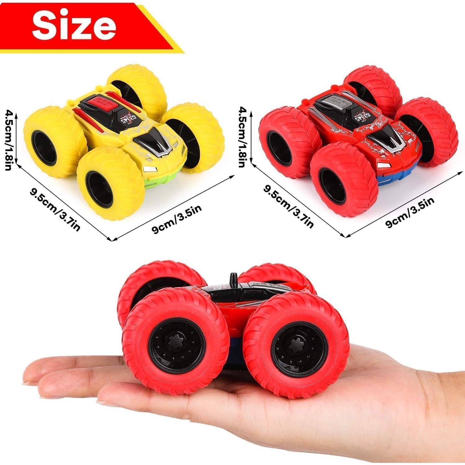 Set de 2 masini Monster Truck pentru copii, folosire pe ambele laturi ...