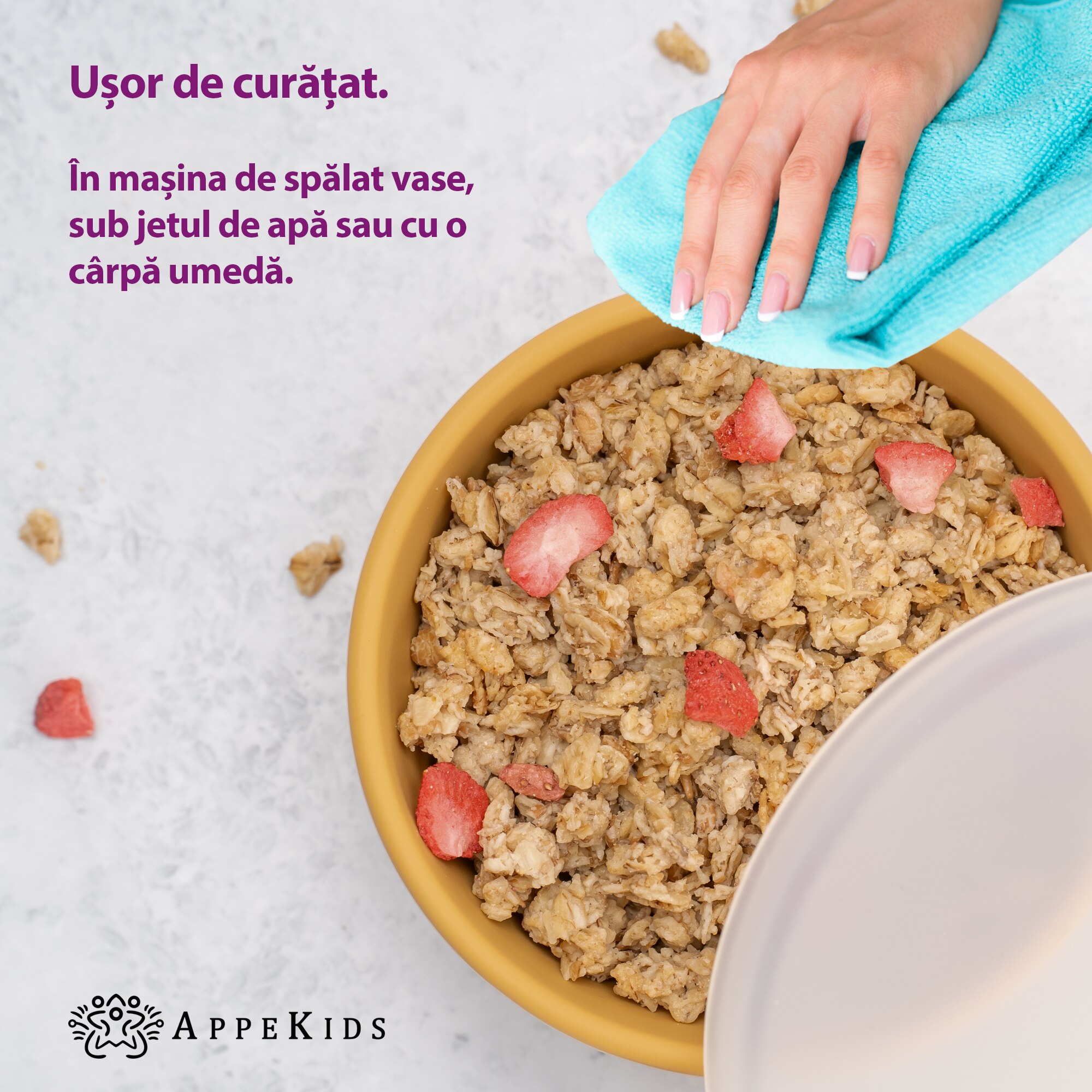 Bol din silicon cu ventuza si capac, AppeKids - Honey - eMAG.ro