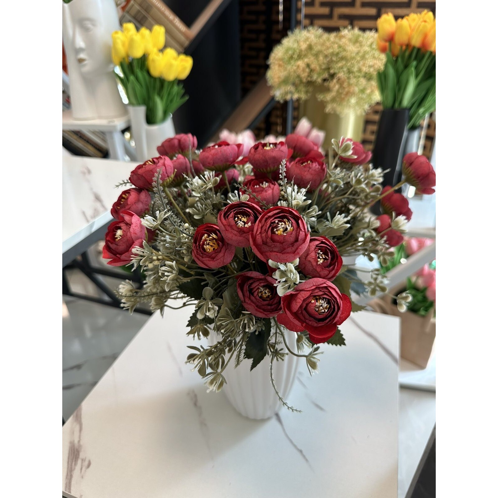 Buchet mini bujori, culoare rosie, 29h cm - eMAG.ro