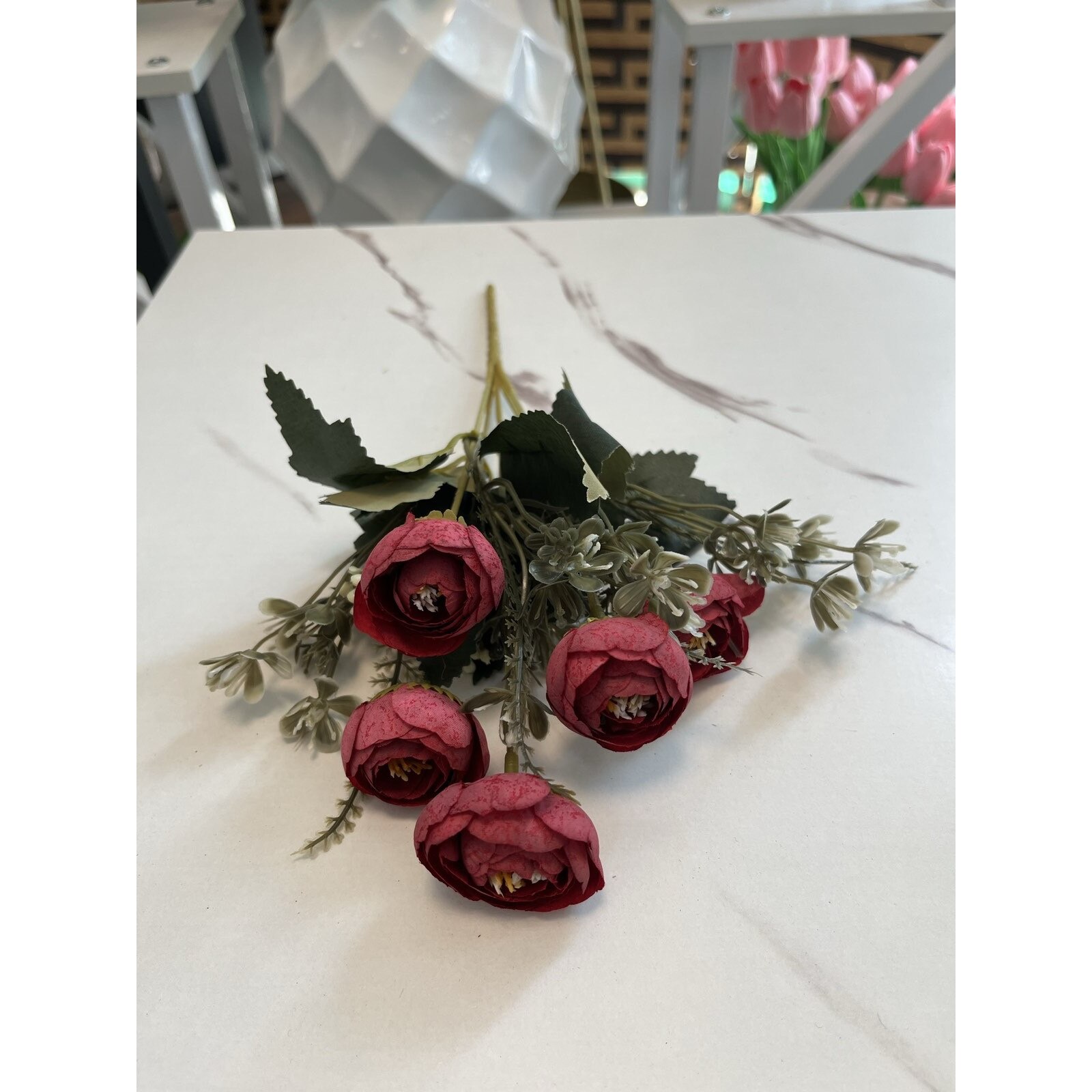 Buchet mini bujori, culoare rosie, 29h cm - eMAG.ro