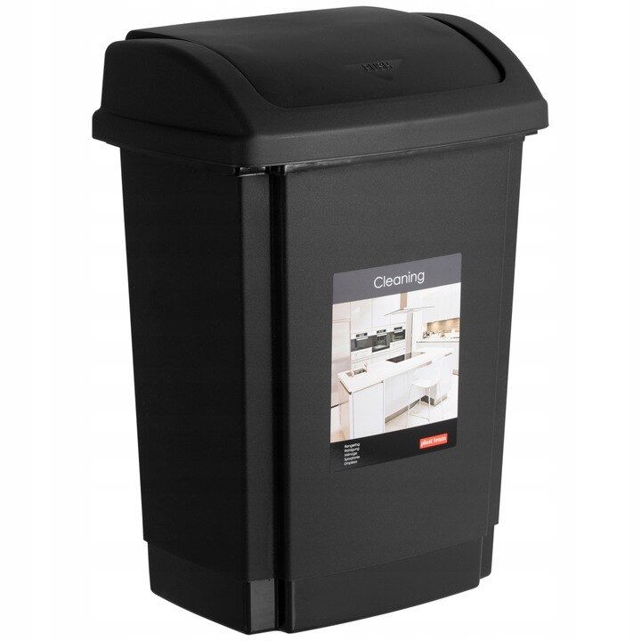 Cos gunoi, nhg, dreptunghiular cu capac batant, 25L, Negru, capac - eMAG.ro