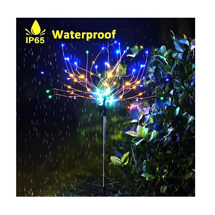 Set 2 lampi solare LED din cupru, tip artificii, 120 LED-uri ...